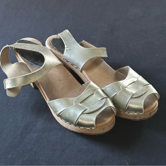 Lotta From Stockholm | Shoes | Lotta From Stockholm Peep Tie Silver Clogs | Poshmark